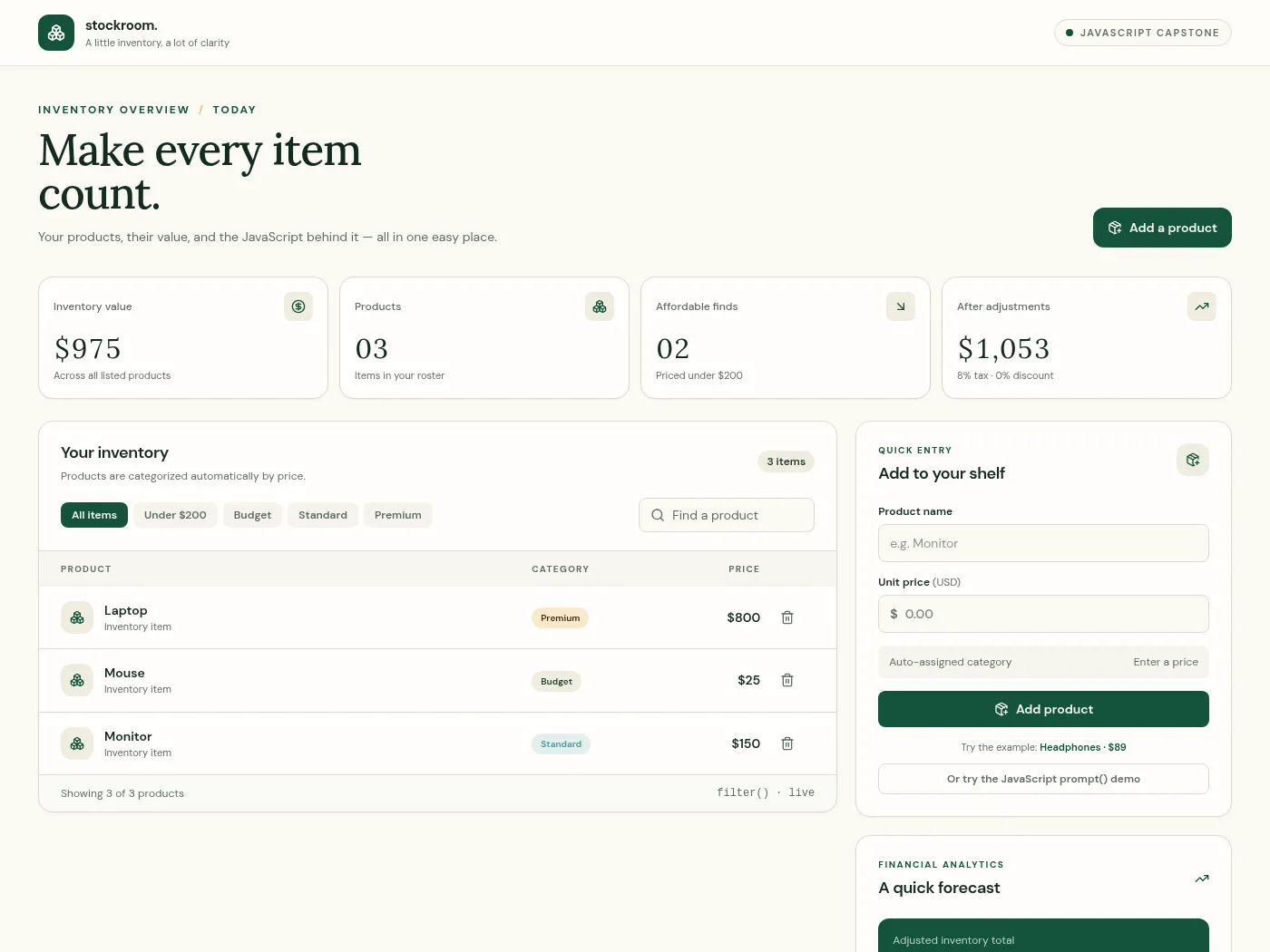 Inventory Insights Dashboard