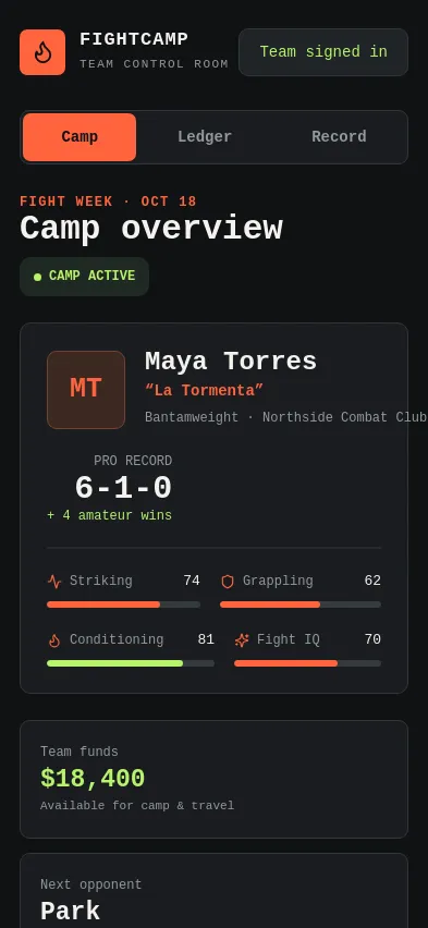 FightCamp Manager