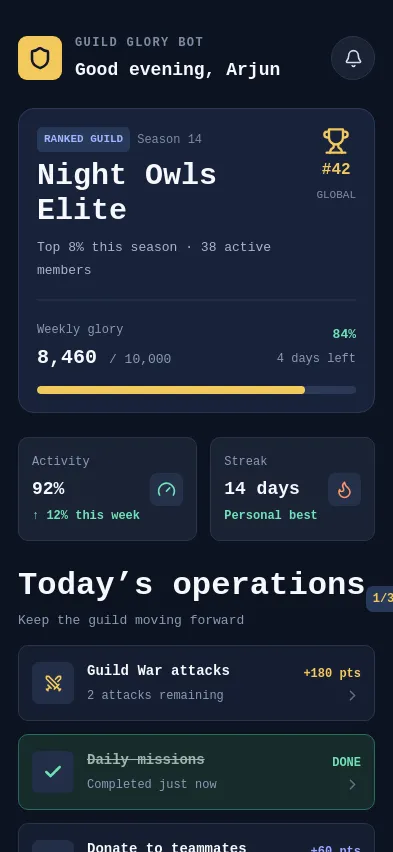 Guild Glory Bot App