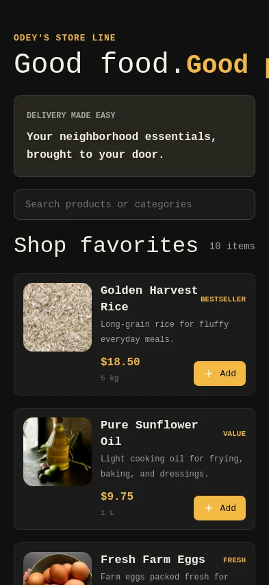 ODEY'S Store Order App