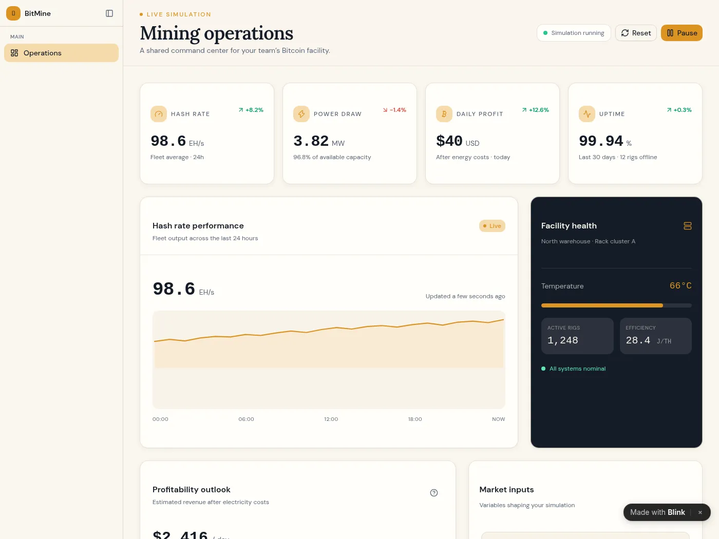BitMine Dashboard Simulator