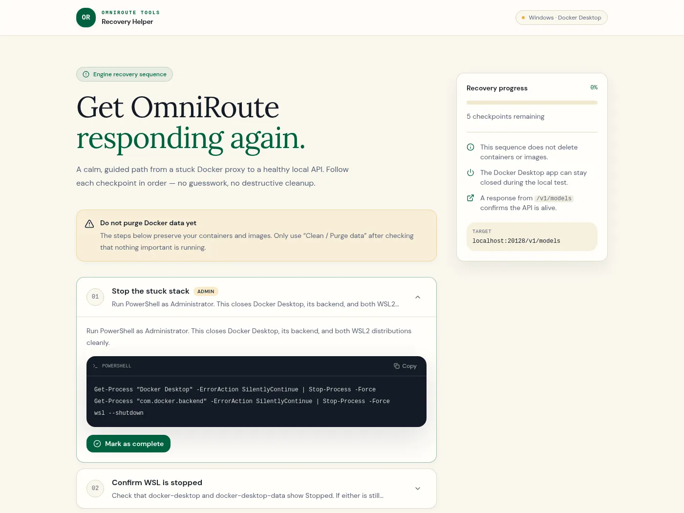 OmniRoute Recovery Helper