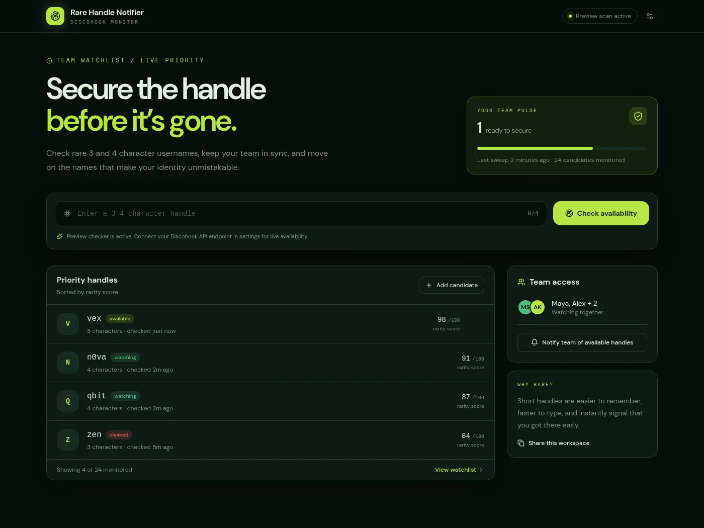 Rare Handle Notifier