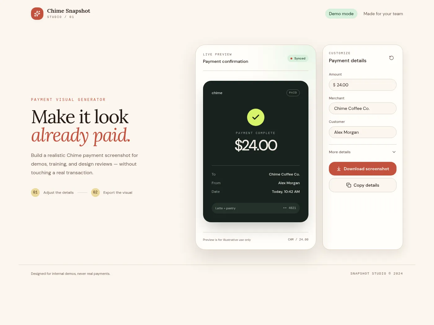 Chime Snapshot Studio