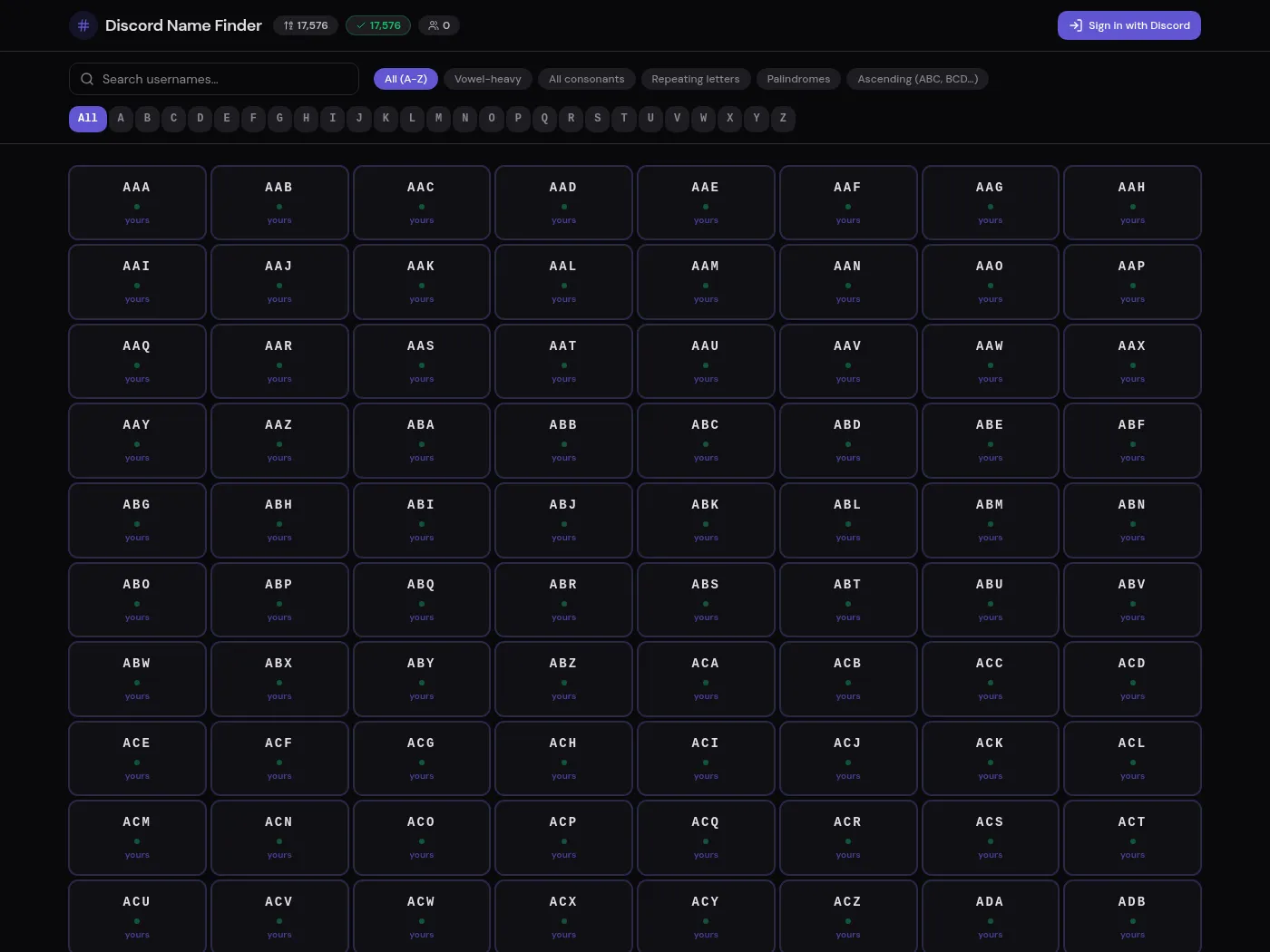 Discord Name Finder