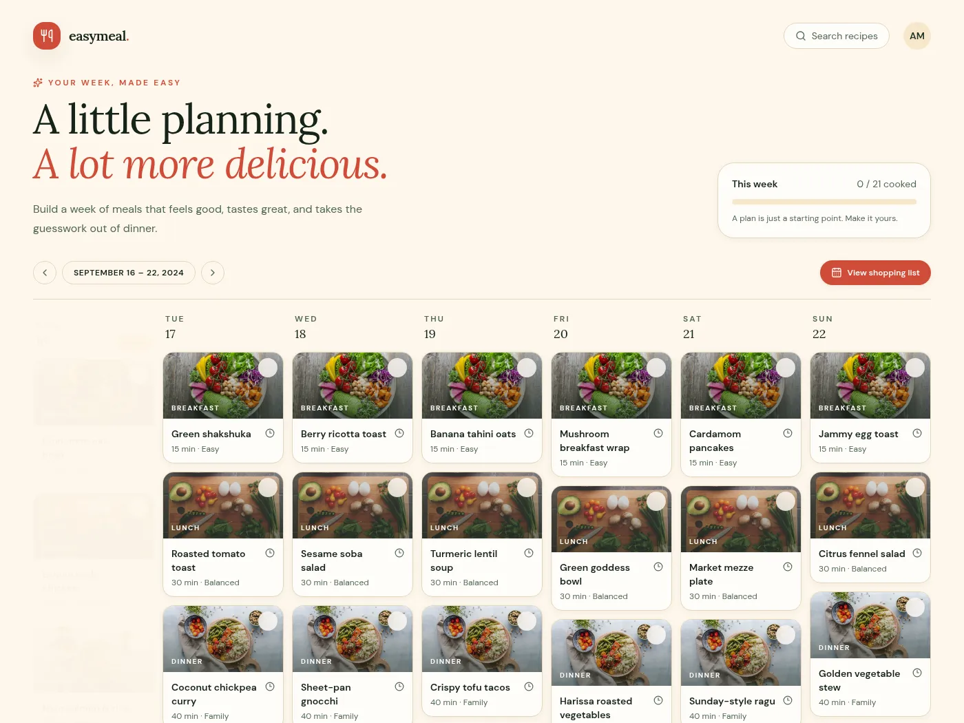 EasyMeal Planner