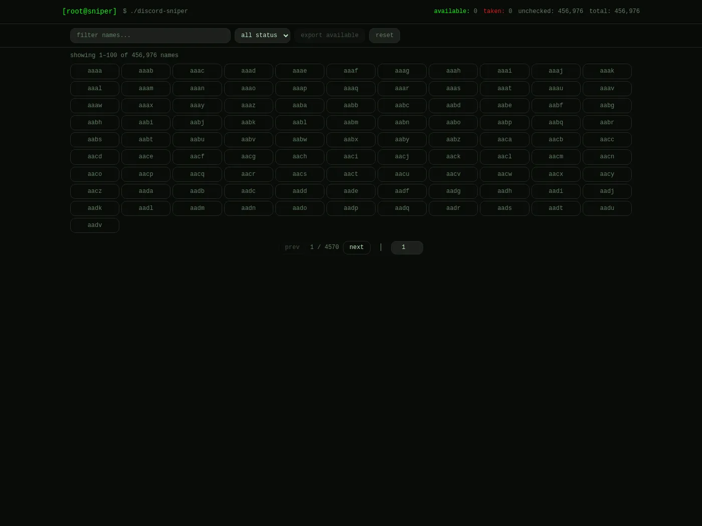 Discord 4-Char Name Finder