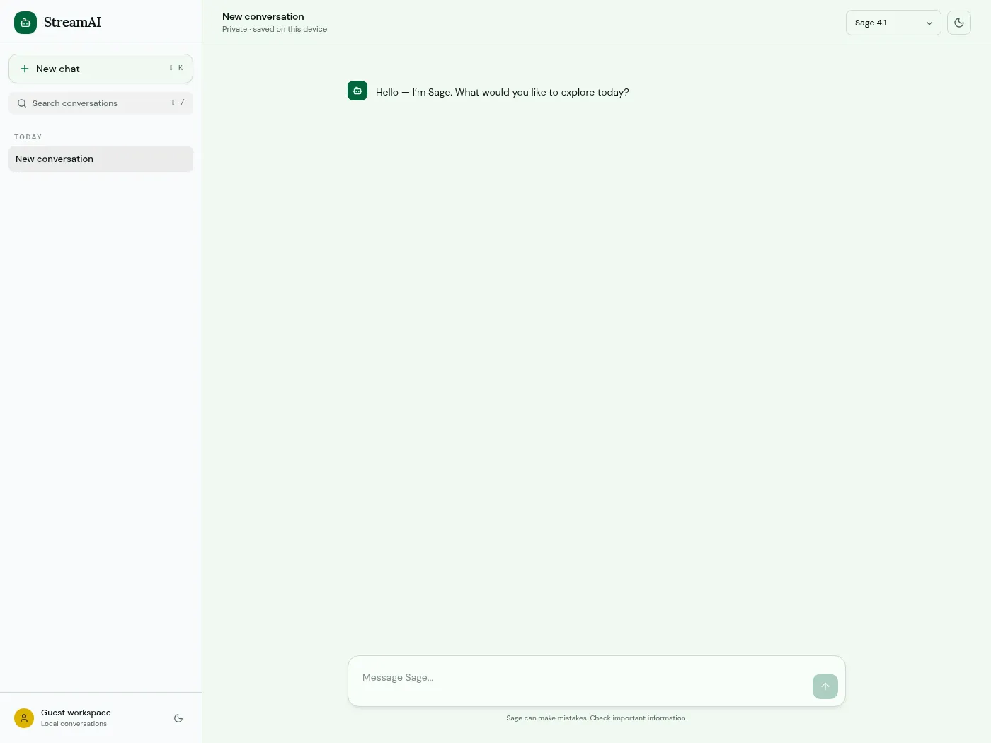 StreamAI Chat Interface