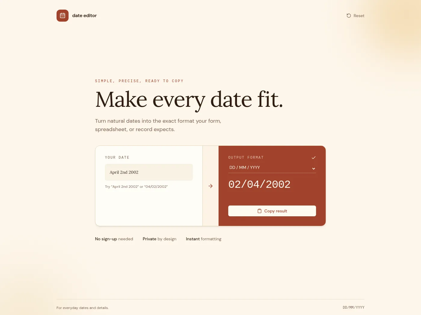 Date Format Editor