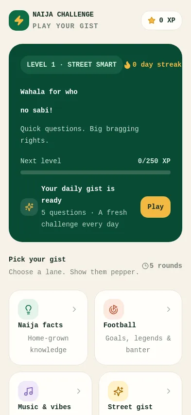 Naija Challenge Game
