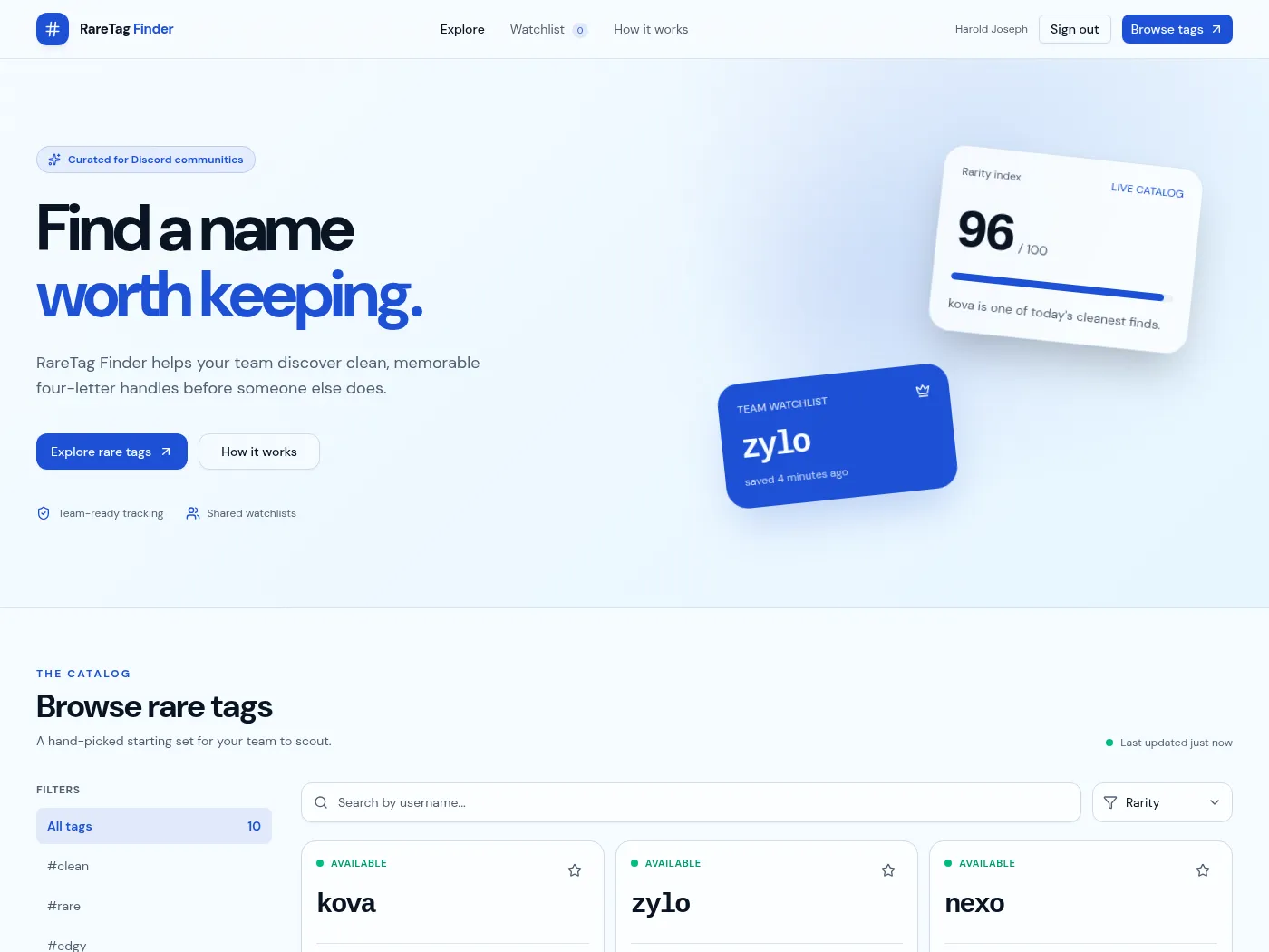 RareTag Finder