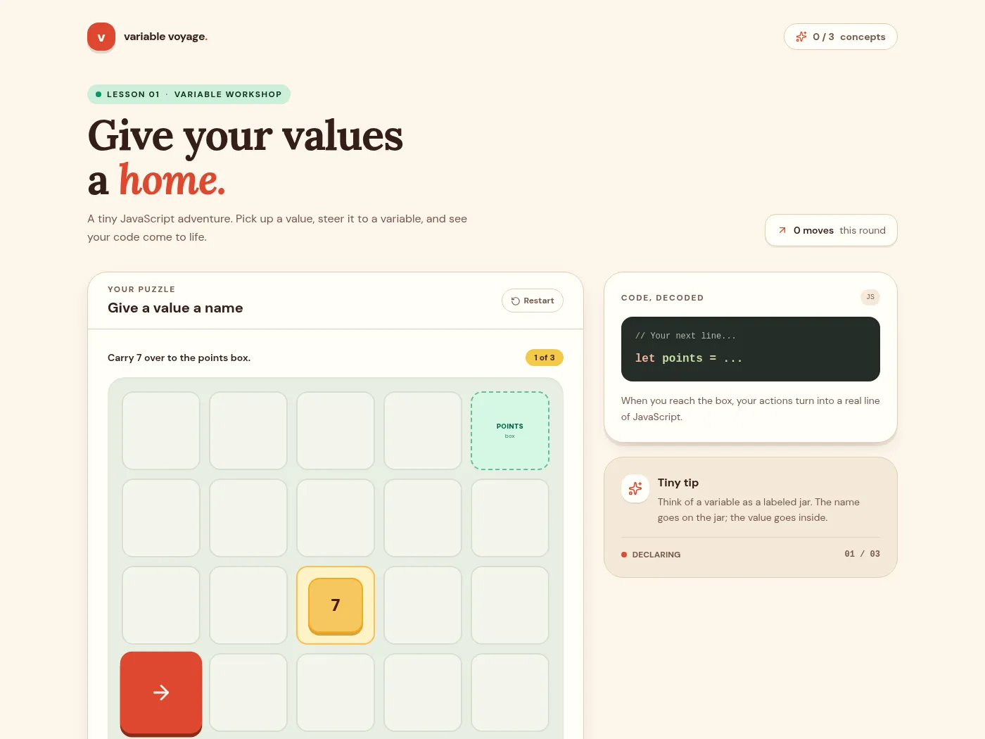 JS Variables Play Game