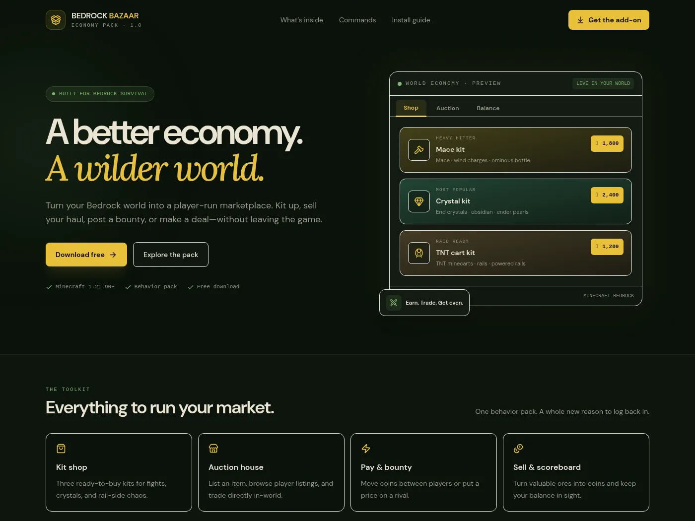Bedrock Economy Mod