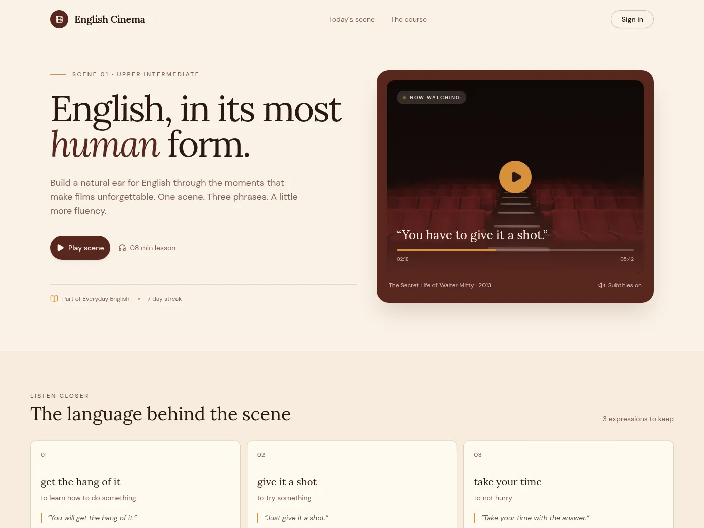 English Course Cinema