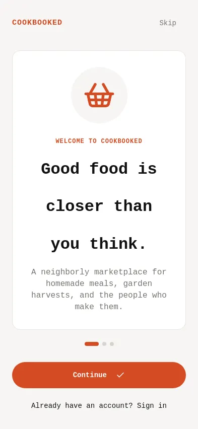 Cookbooked Marketplace App