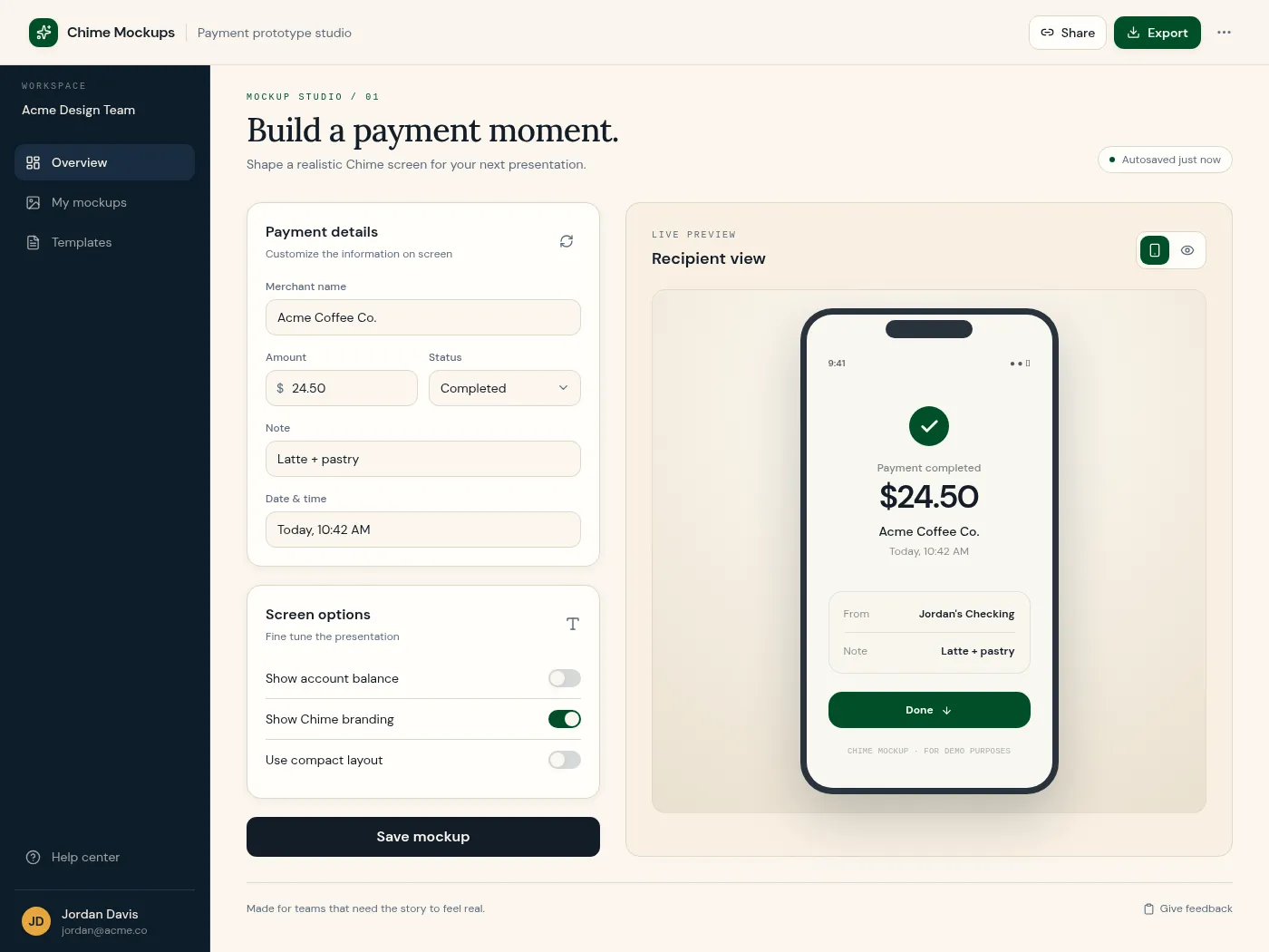 Chime Mockup Generator