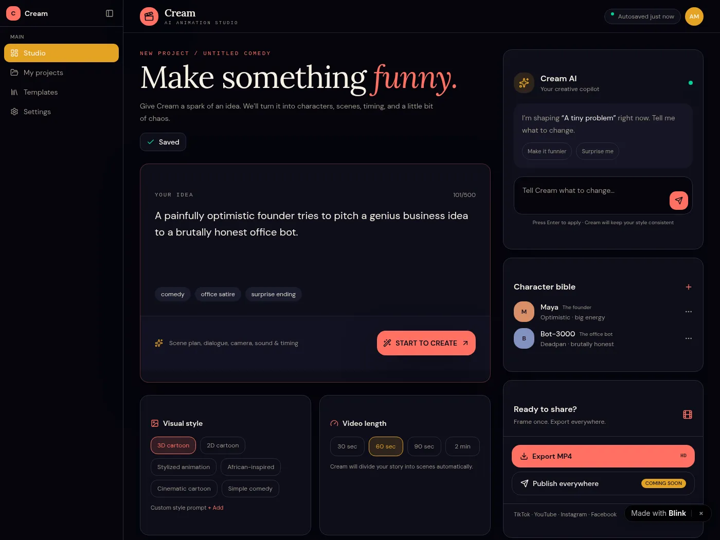 Cream AI Animation Studio