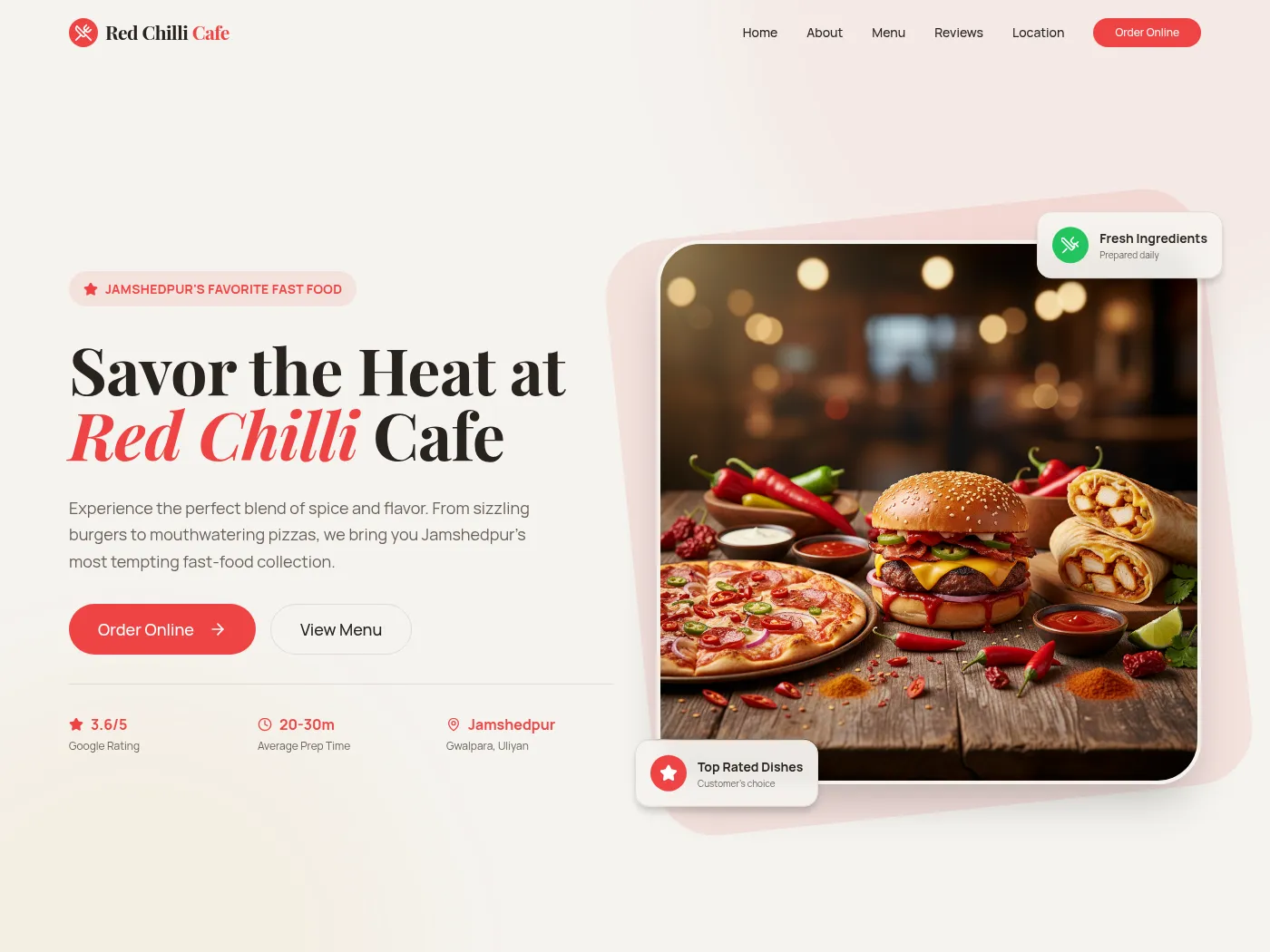 Red Chilli Cafe Website