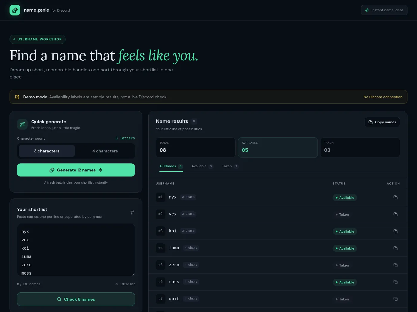 Discord Name Genie