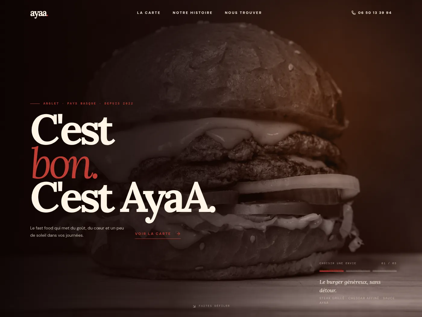 AyaA Restaurant Landing