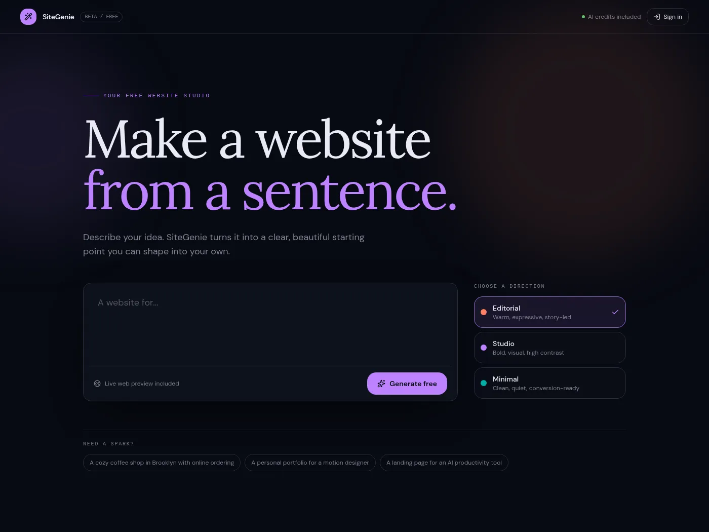 SiteGenie AI Website Maker