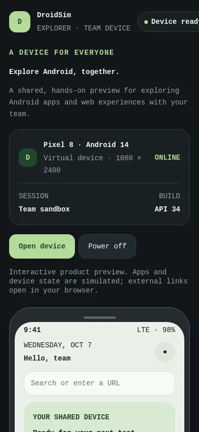 DroidSim Explorer