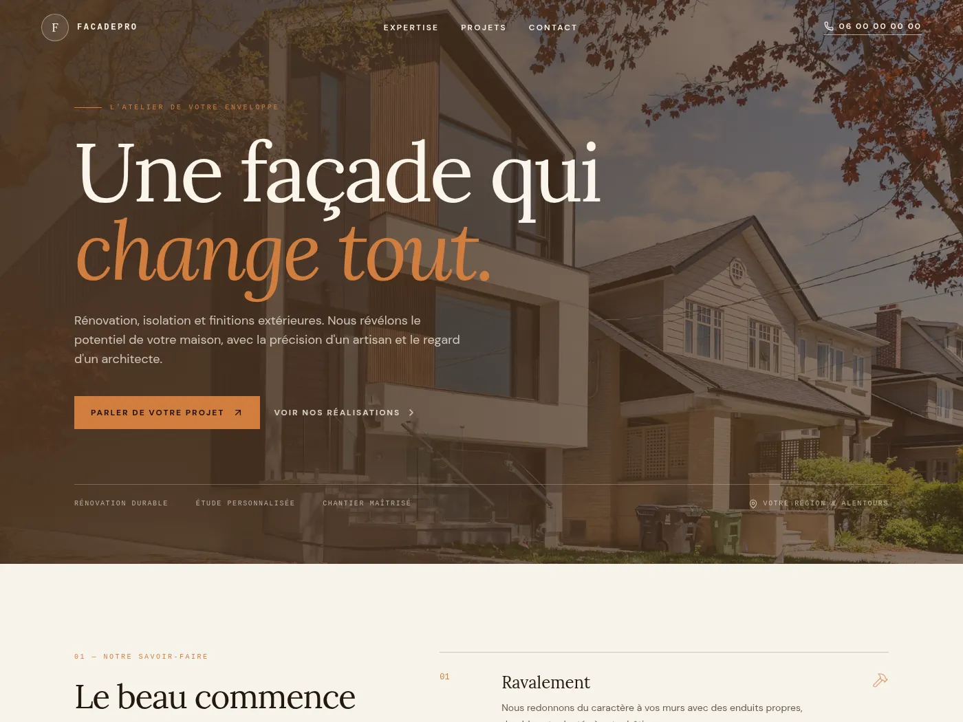 FacadePro Landing Page
