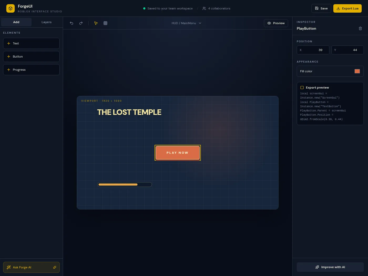 Roblox UI Builder Pro