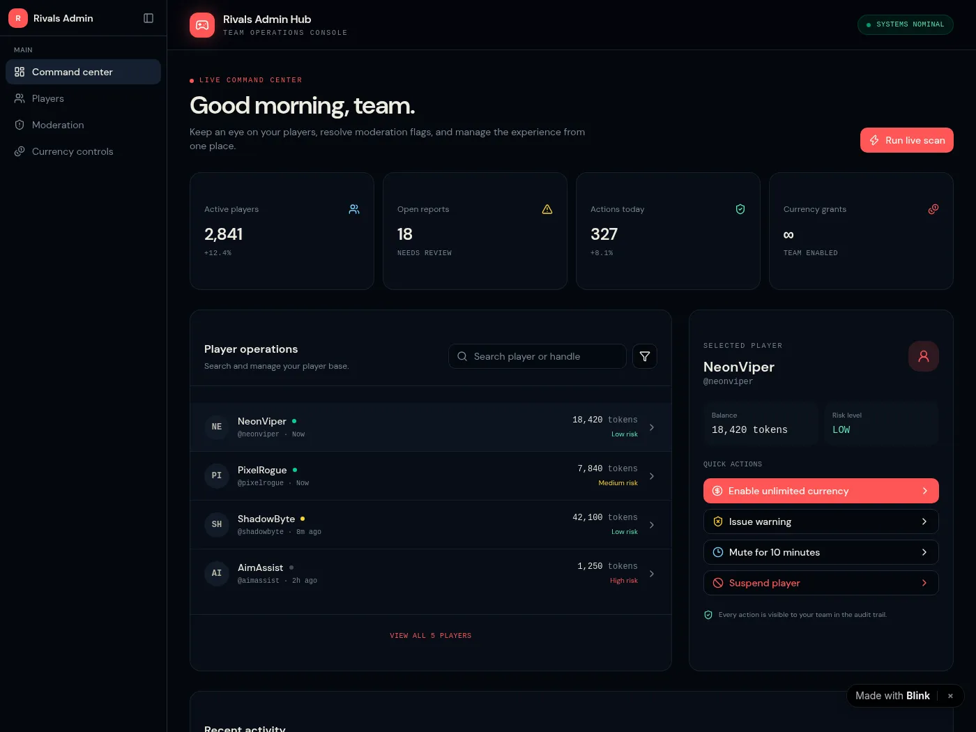 Rivals Admin Hub