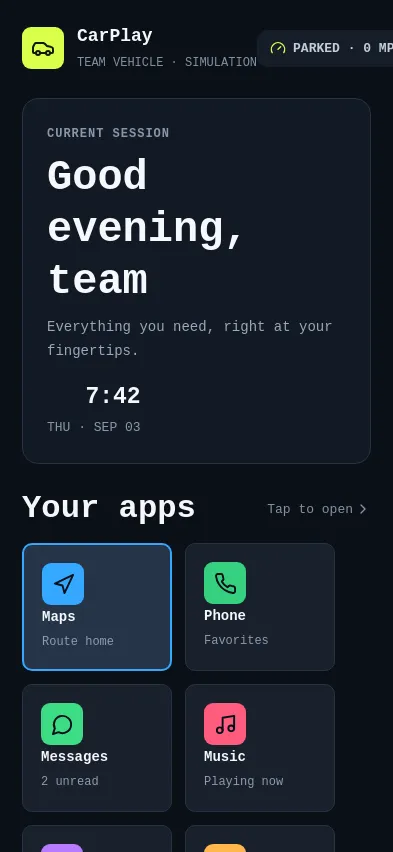 Simulated CarPlay Dashboard