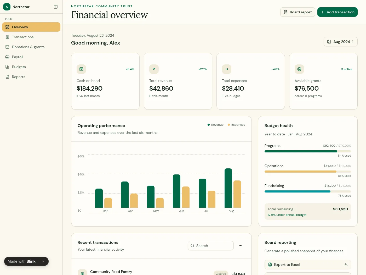 Nonprofit Finance Portal