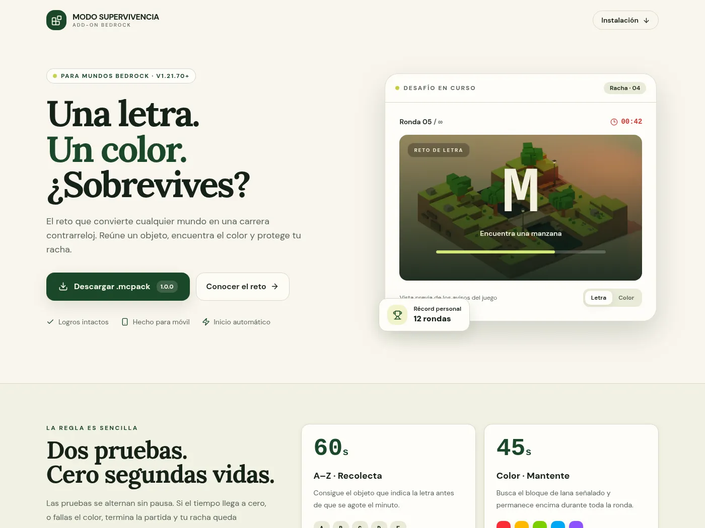Reto: Letra y Color Survival