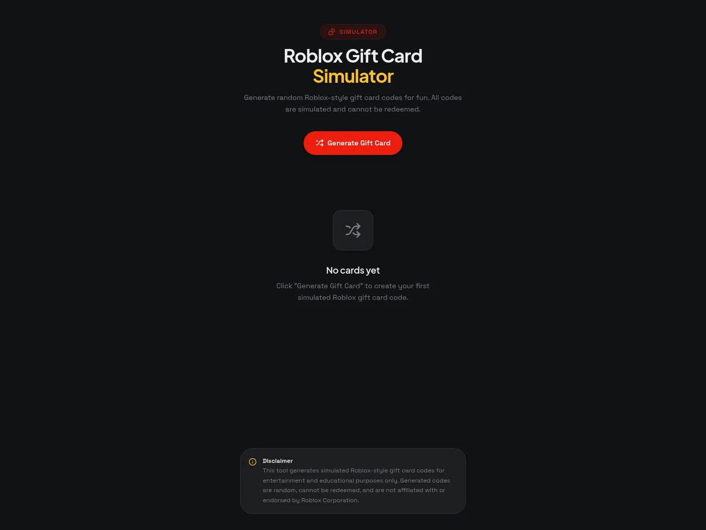 Roblox Gift Card Simulator