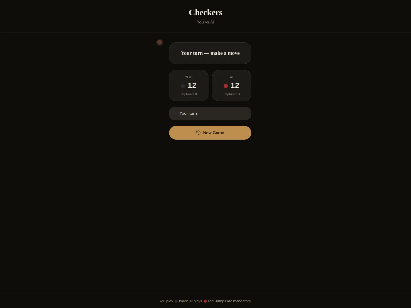 AI Checkers Web Game