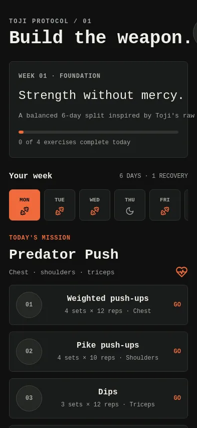 Toji Workout Planner