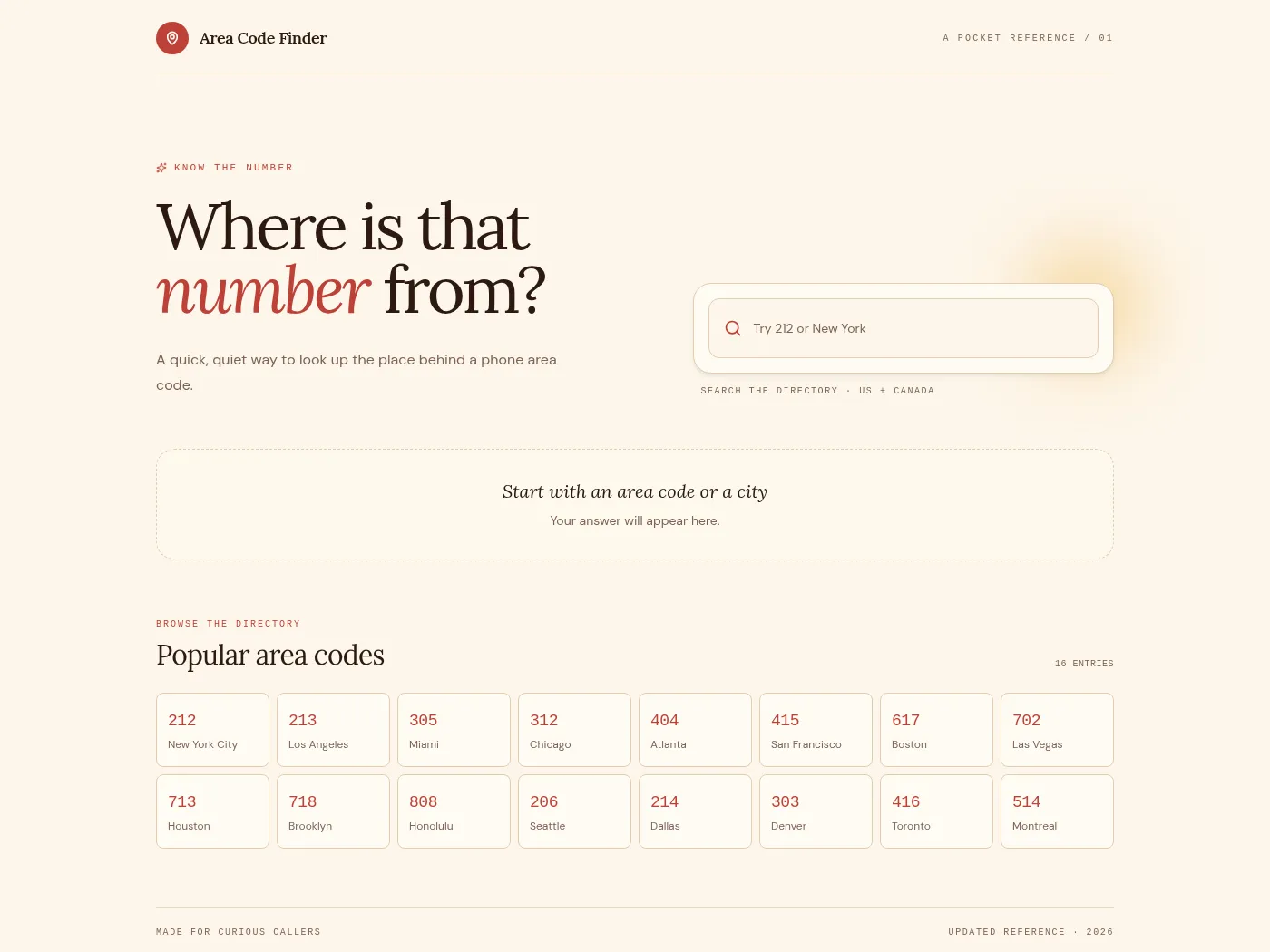 Area Code Finder