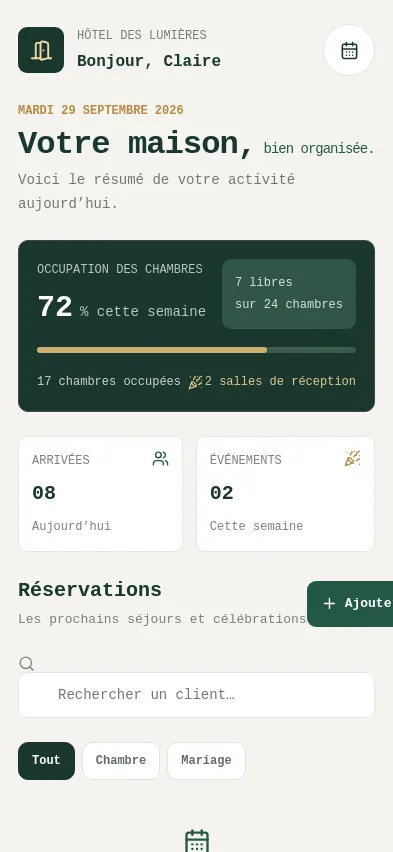Hôtel & Mariage Booking Pro