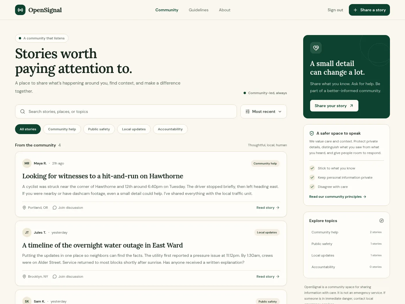 OpenSignal Community Hub