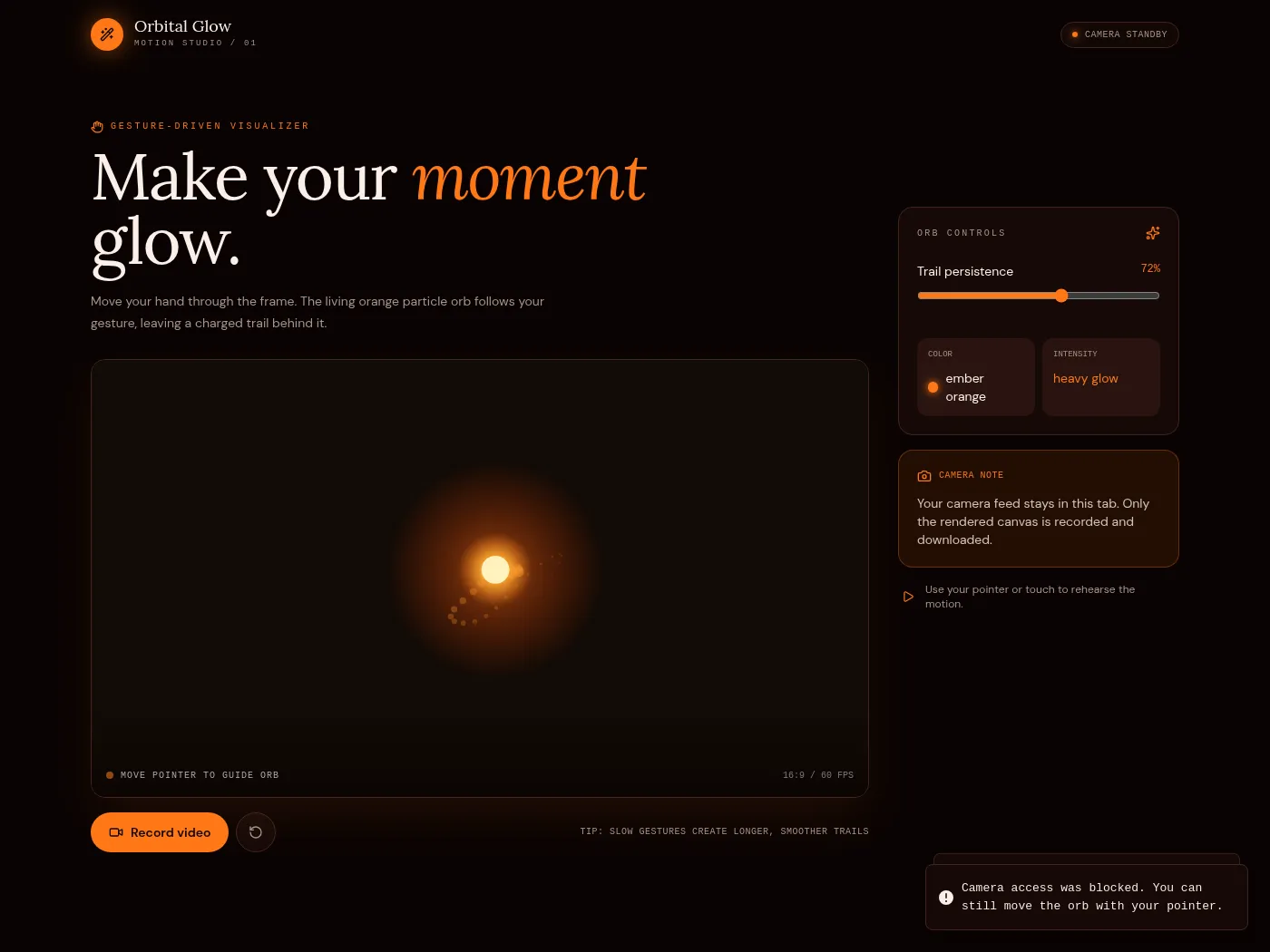 Hand Motion Glow Video