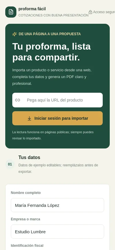 ProformaPDF Móvil