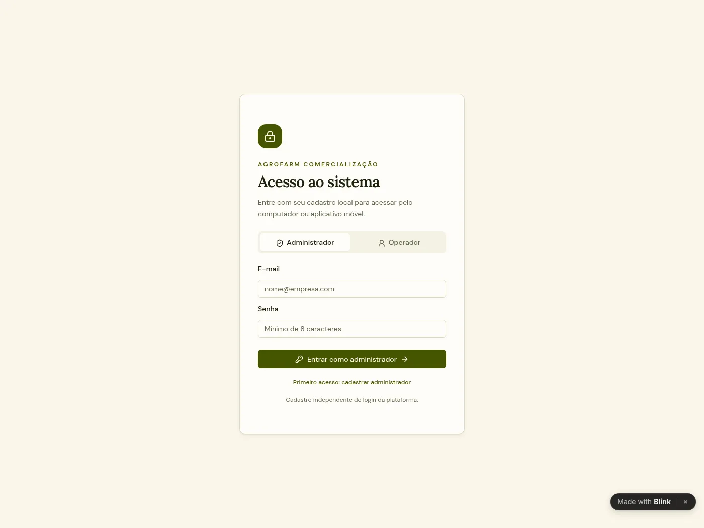 AgroFarm Comercialização Admin