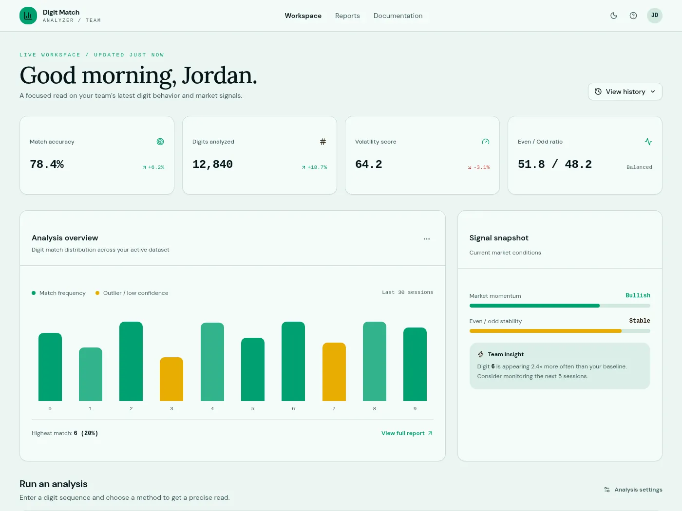 Digit Match Analyzer
