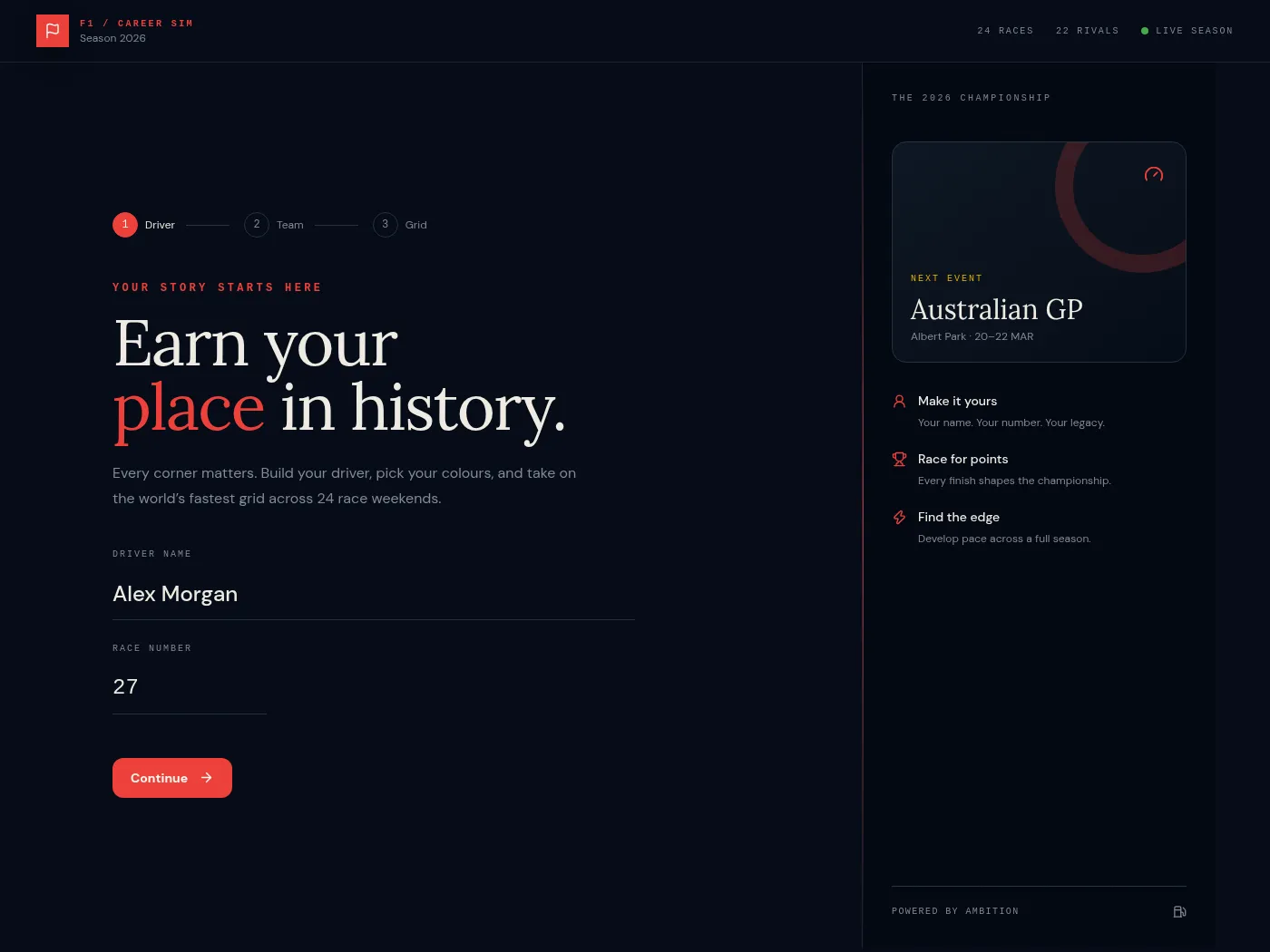 F1 Driver Career Sim