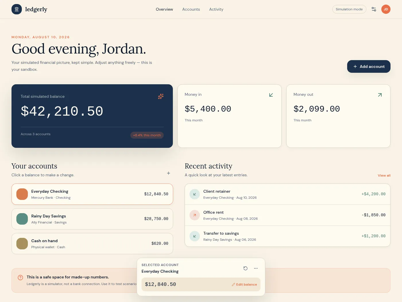 Custom Ledger Simulator