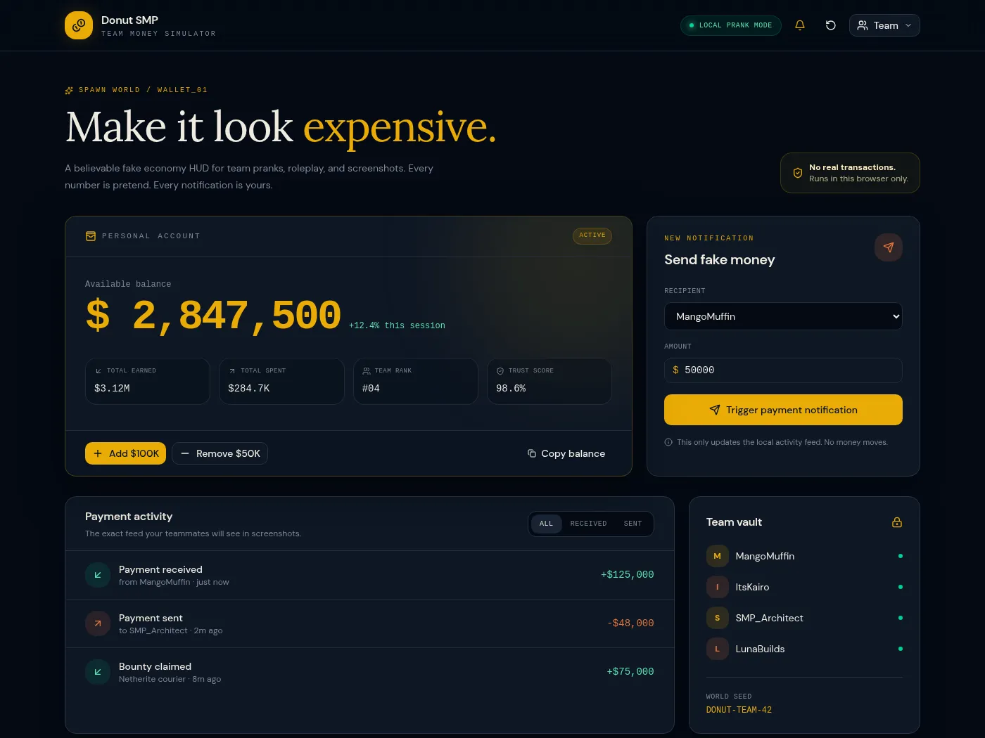 Donut SMP Money Simulator