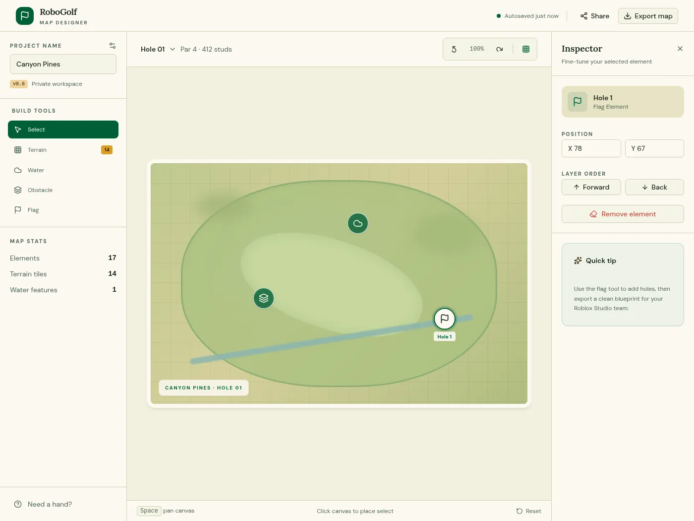 RoboGolf Map Designer