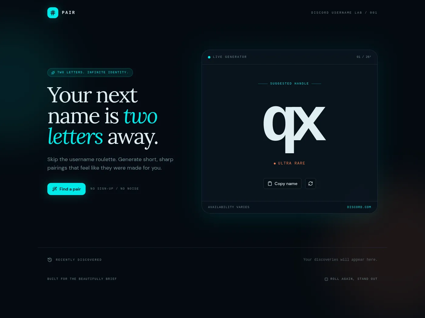 Discord 2-Letter Finder