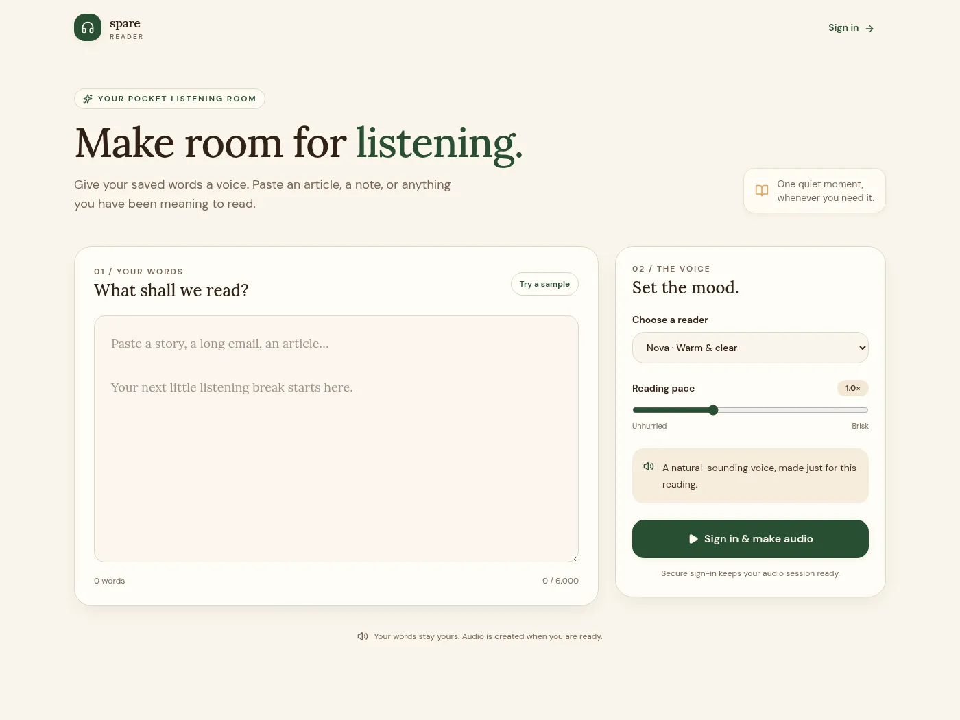 AI Spare Reader