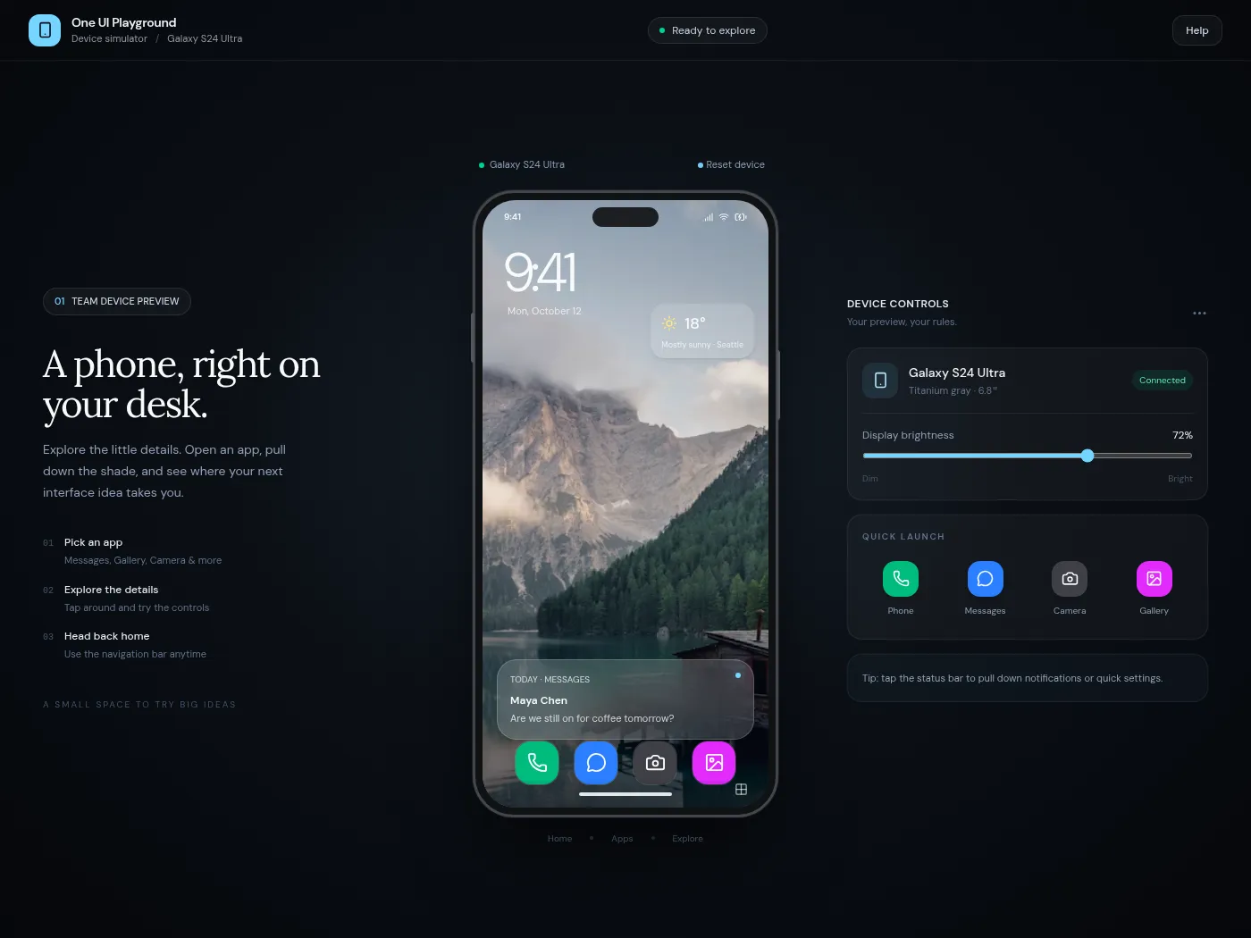 Samsung Phone UI Simulator