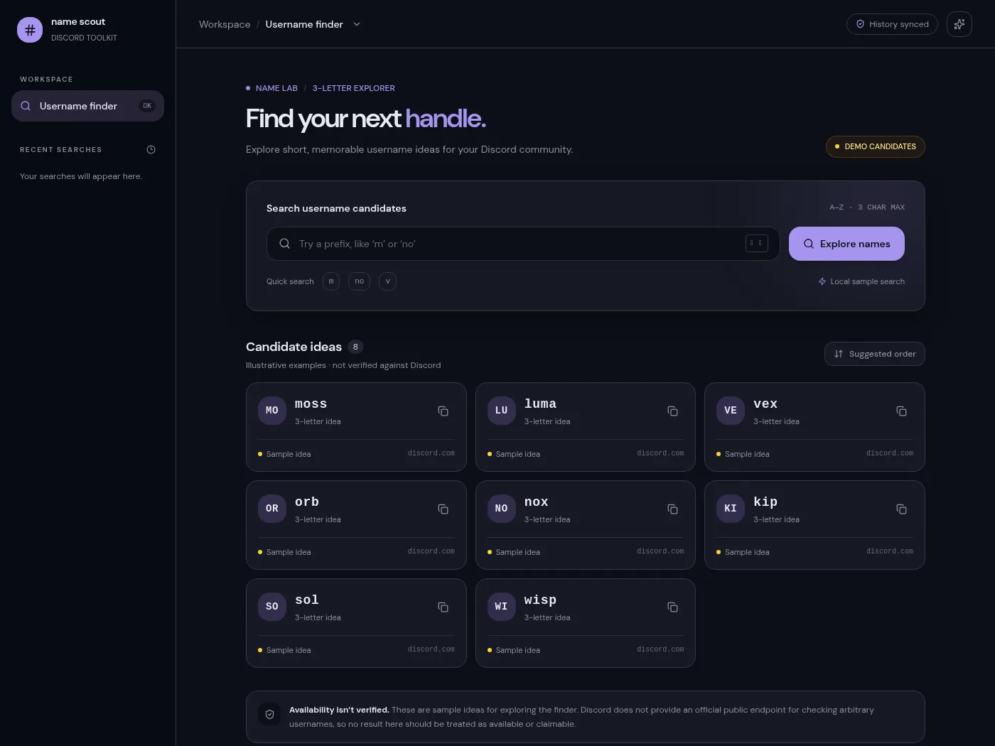 Discord Name Finder